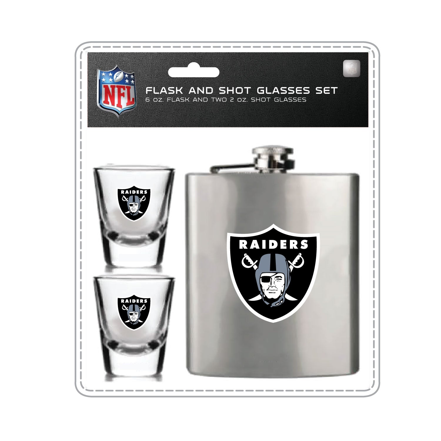 Las Vegas Raiders Flask Set - 1 Flask and 2 Shot Glass Sets ...